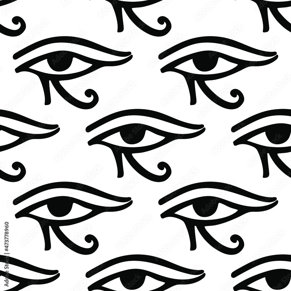 Seamless pattern Eye of the sun Ra. Horus. Vector ancient Egyptian icon ...