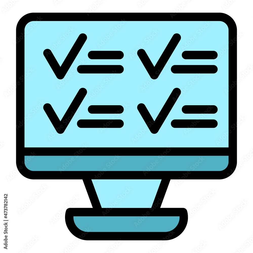 Computer final exam icon. Outline computer final exam vector icon color ...