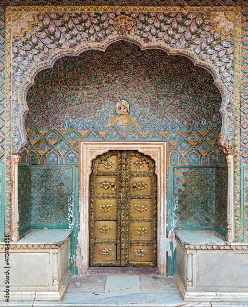 Rose gate at the City Palace complex Jaipur Rajasthan India. The Rose ...