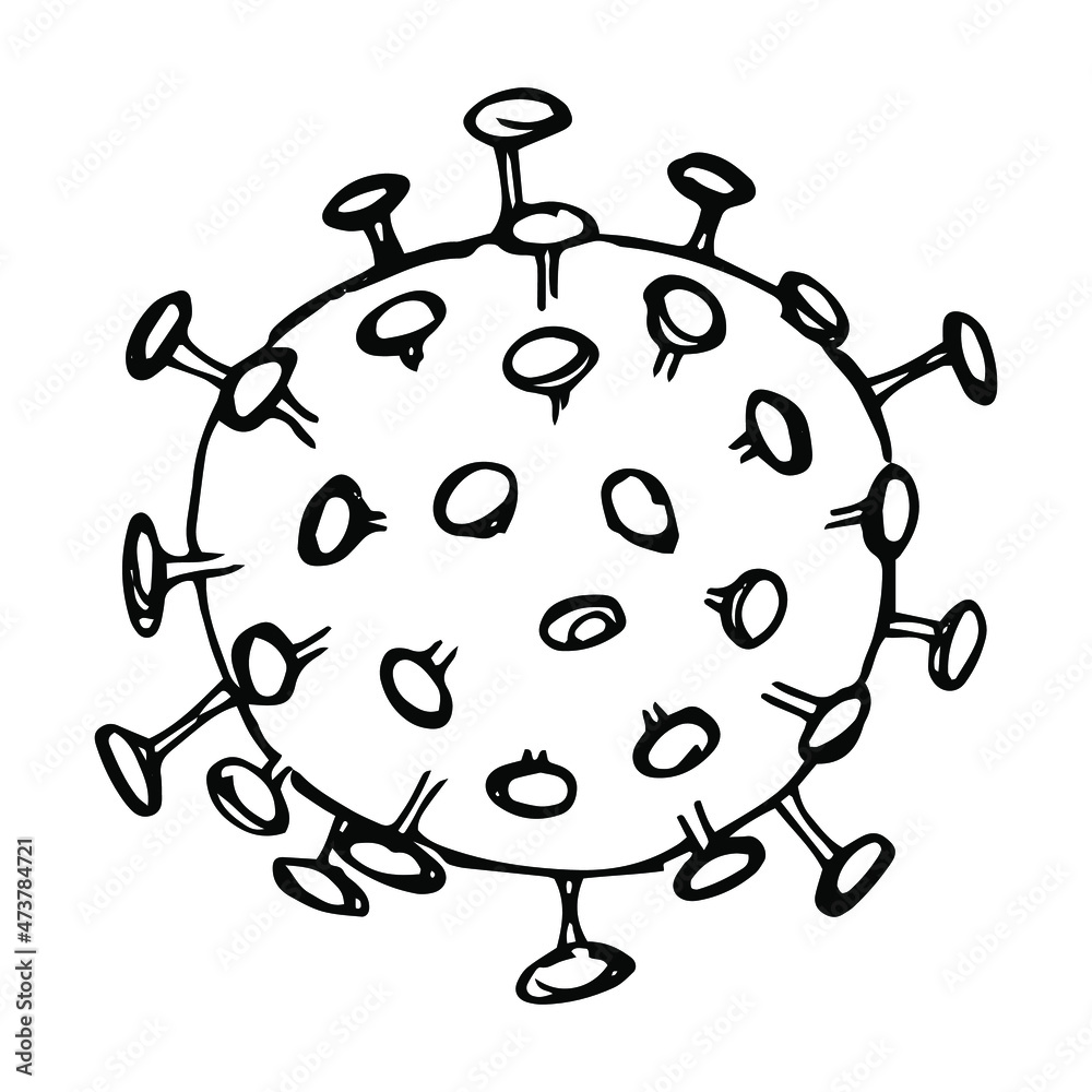 Vector sketch of covid-19 isolated on white background. Hand drawn ...