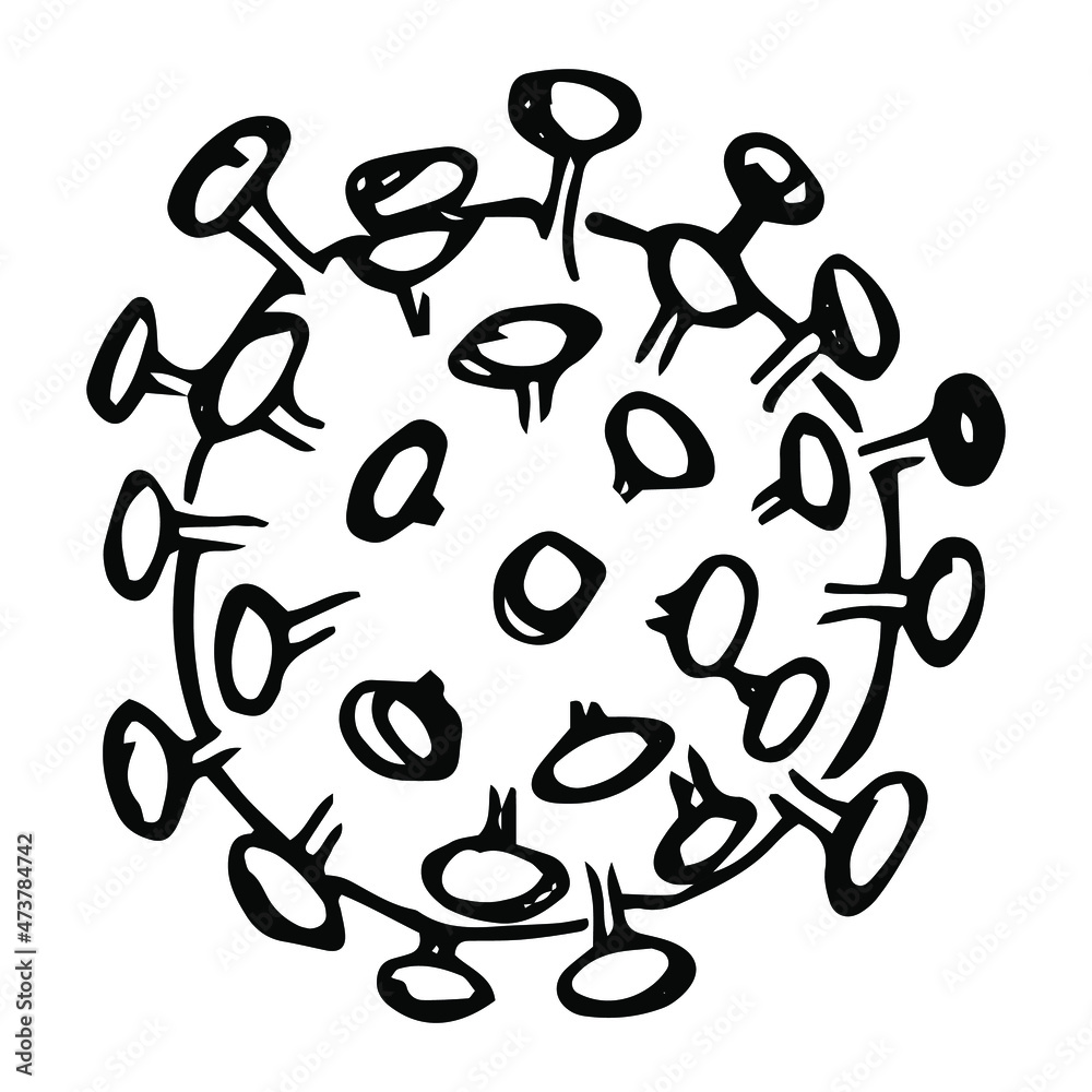 Vector sketch of covid-19 isolated on white background. Hand drawn ...