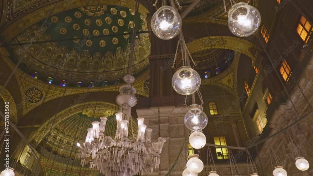The magnificent interior of Great Mosque of Muhammad Ali Pasha. Inside ...