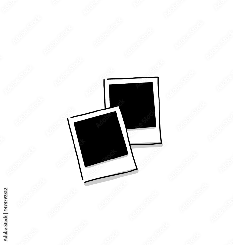 vector illustration of polaroid film. Black and white line drawing ...