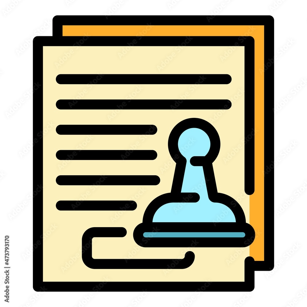 Stamp paper icon. Outline stamp paper vector icon color flat isolated ...