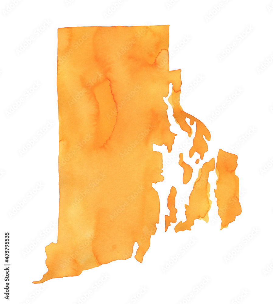 Rhode Island State Map Silhouette in orange color gradient with ...