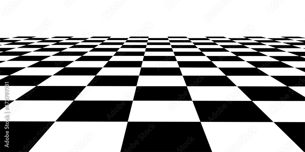 Vector checkerboard perspective grid. Technology wireframe landscape ...