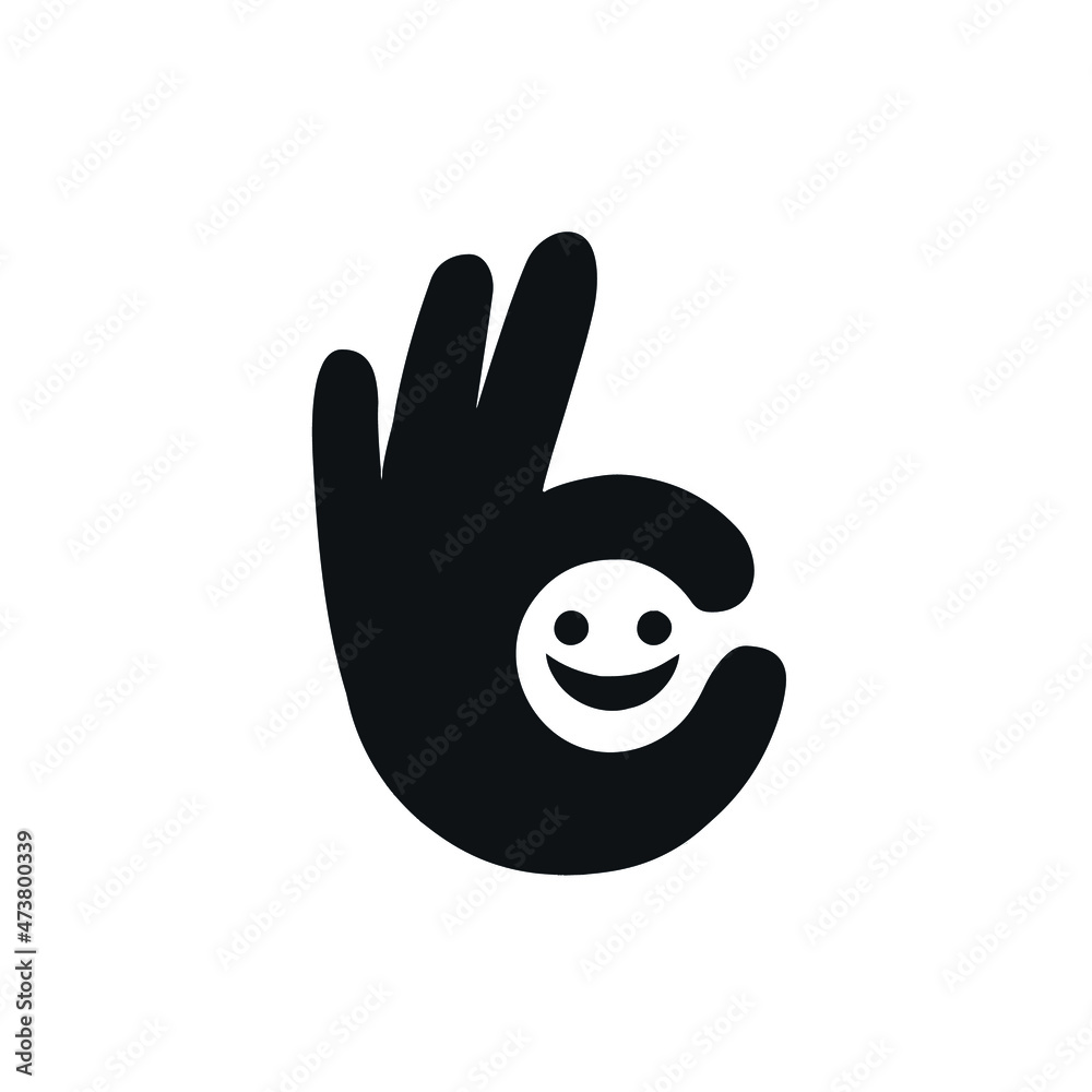 Smiley emoticon with ok sign Stock Vector | Adobe Stock