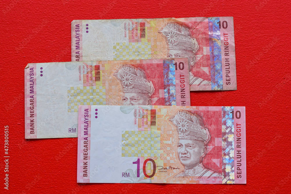 Background of Malaysian ringgit banknotes. Malaysian ten ringgit ...
