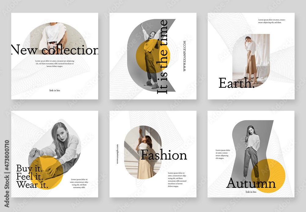 Autumn Collection of Post Layouts for Social Media Stock Template ...