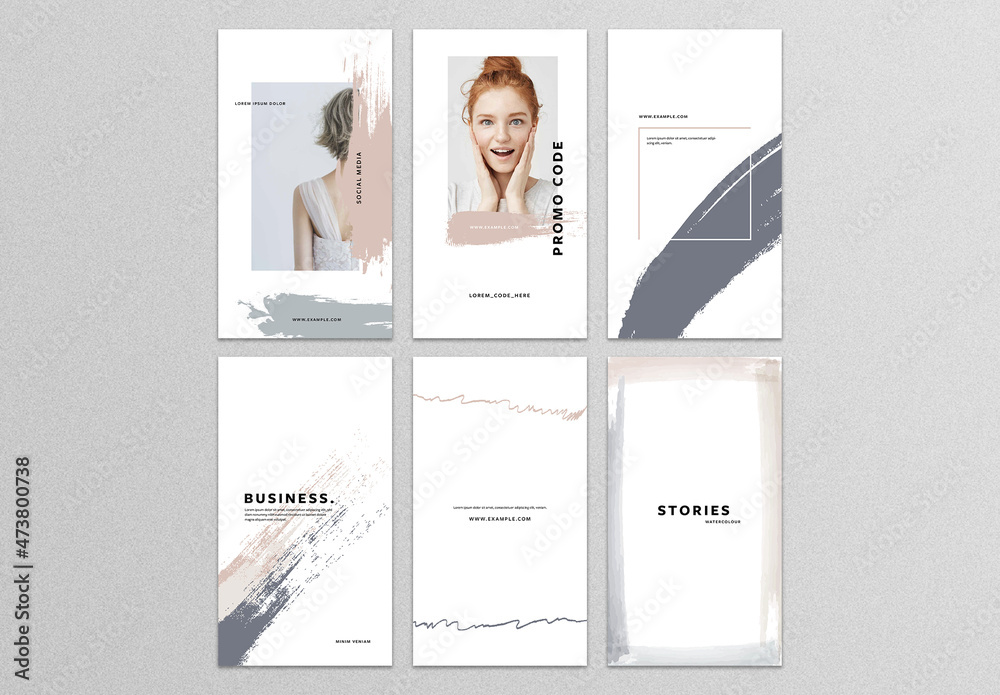 Trendy Story Layouts with Hand Drawn Design Elements Stock Template ...