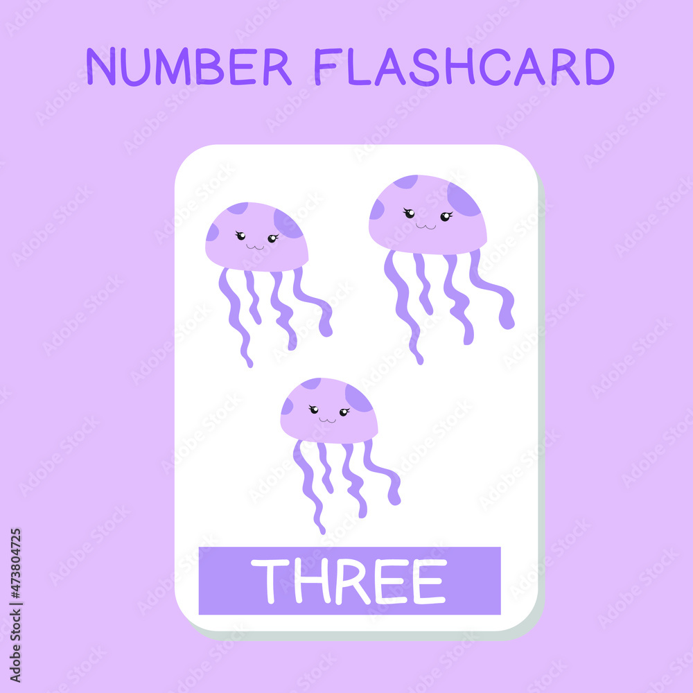 Cute number flashcards with animals set. English counting with animal ...