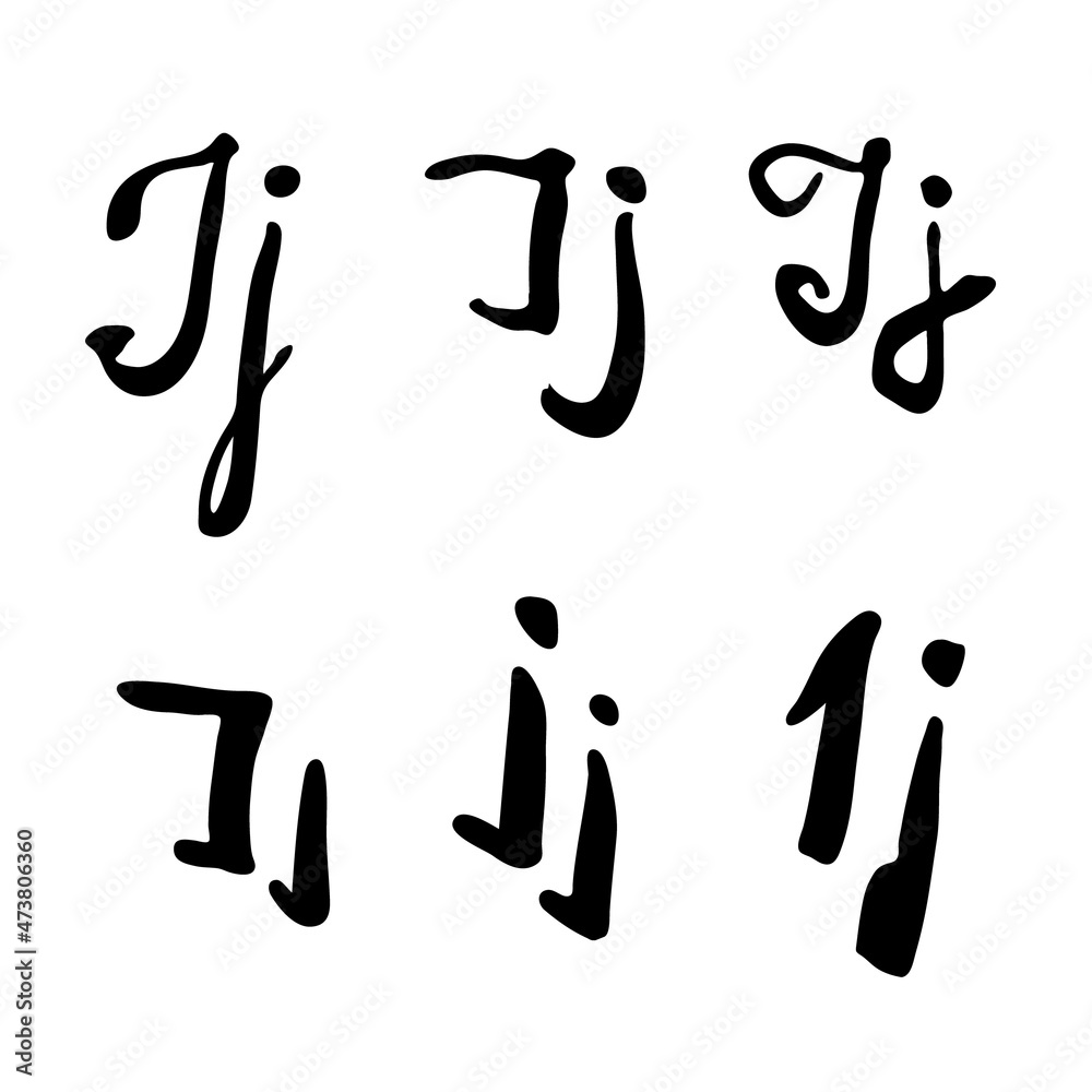 Vector handwritten letter J. Brush lettering. Hand drawn collection of ...