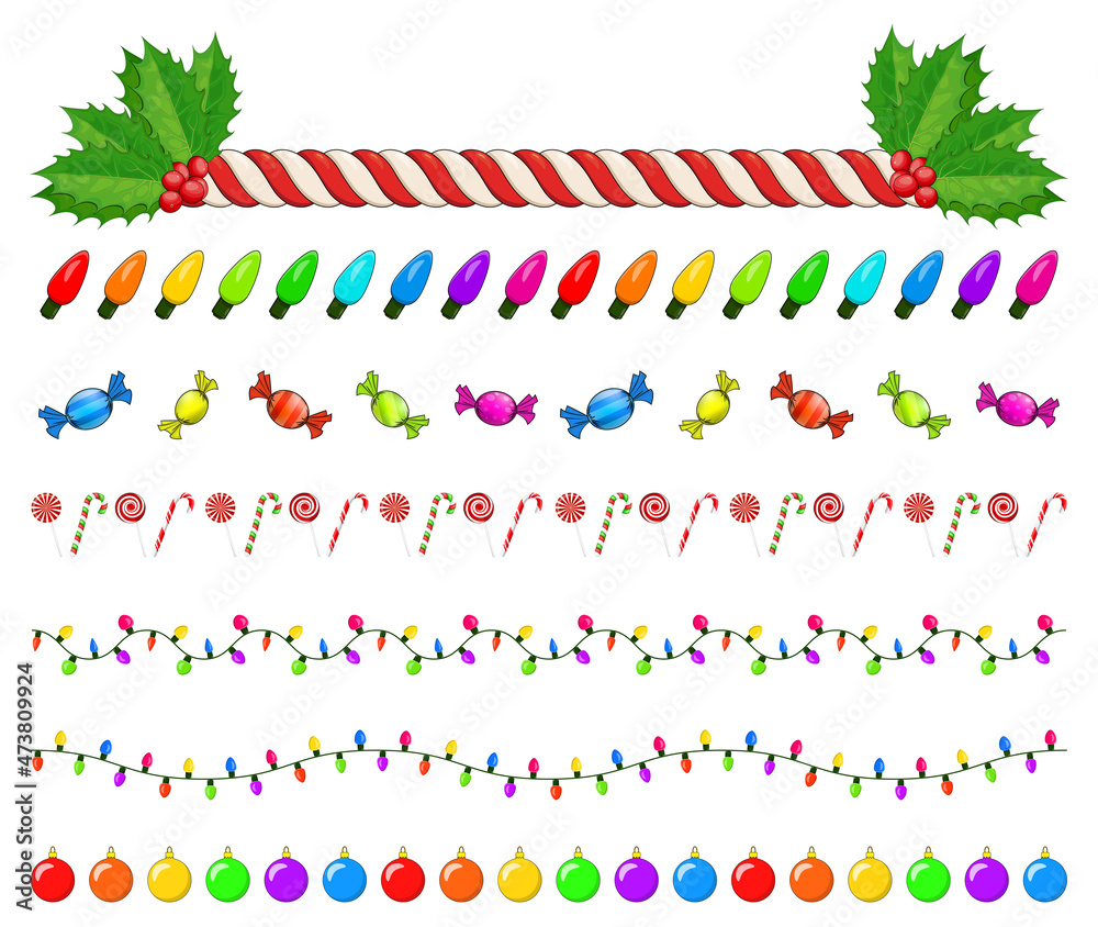 Christmas Lights Cartoon Border