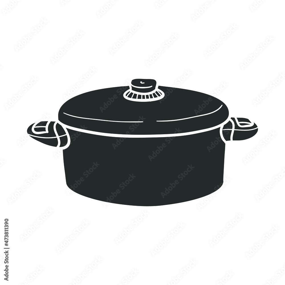 Cooking Pot Icon Silhouette Illustration. Kitchen Vector Graphic ...