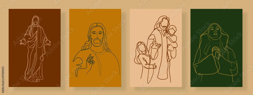 Continuous line drawing of Jesus Christ vector illustration Bible words ...