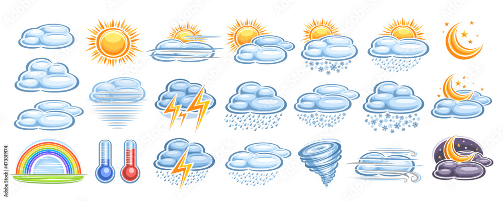 Vector set of Weather Icons, lot collection of various cut out ...