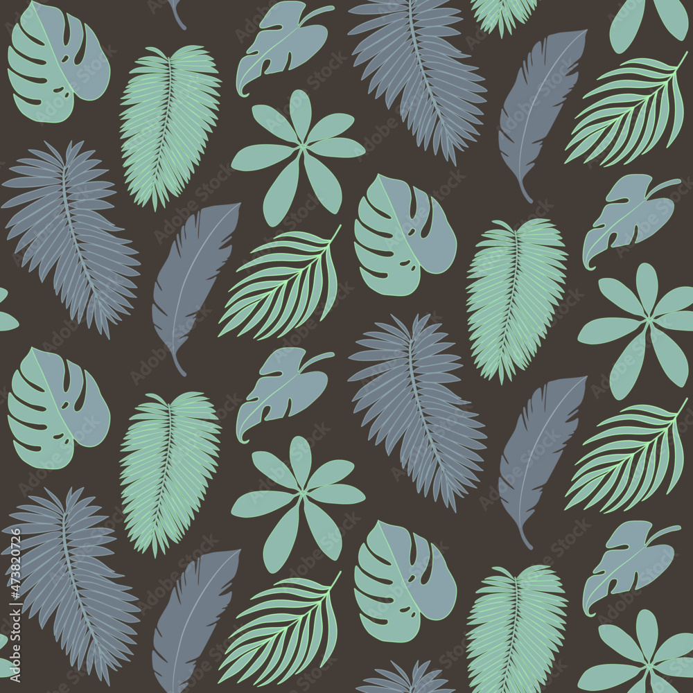 Tropical foliage green pattern design Stock Vector | Adobe Stock
