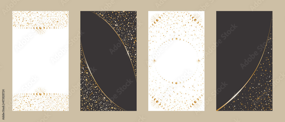 Celestial card templates for stories and web banners with a copy space ...