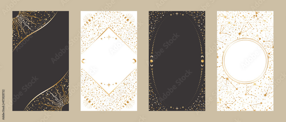 Celestial card templates for stories and web banners with a copy space ...