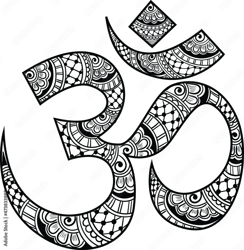 Vetor de Indian hinduism and lord Shiva holy symbol OM vector ...