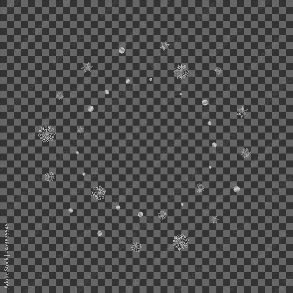 Silver Snow Background Transparent Vector. Flake Subtle Texture ...