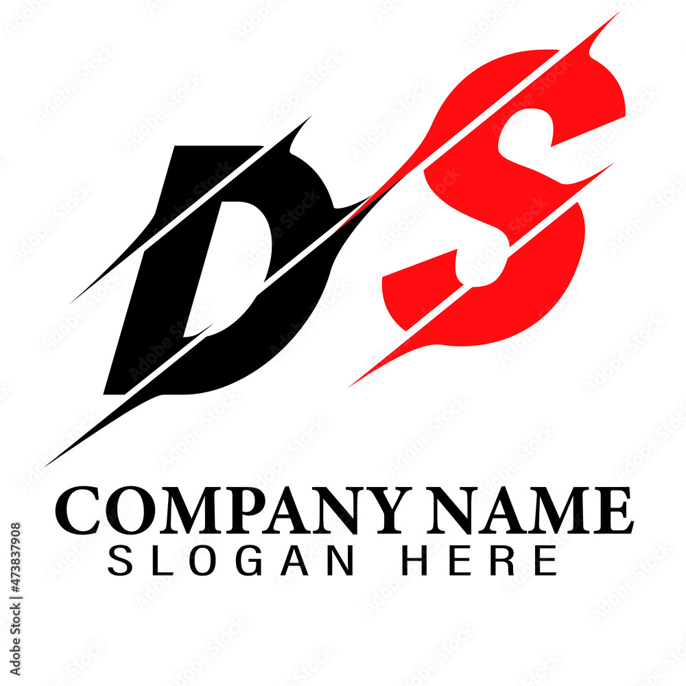 DS D S Letter Modern Logo Design with Swoosh Cutting the Middle Letters ...