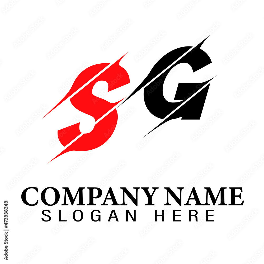 SG S G Letter Modern Logo Design with Swoosh Cutting the Middle Letters ...