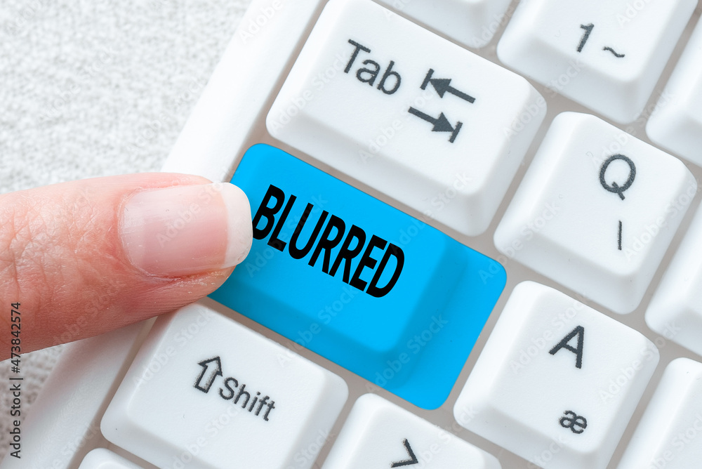 Hand writing sign Blurred. Word Written on cannot or unable to see ...