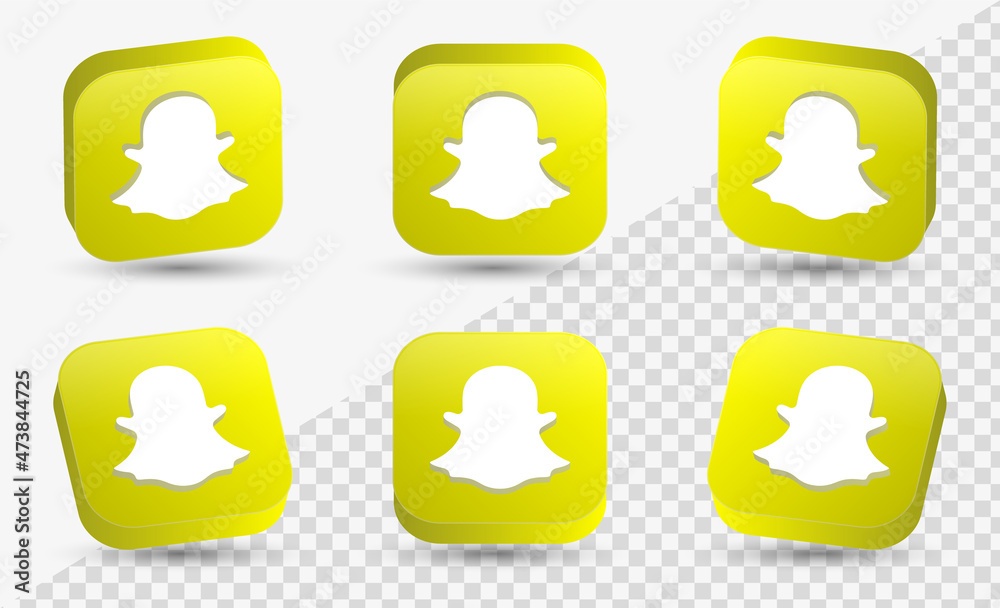 3d snapchat logo social media icon 3d frame - snapchat square button ...