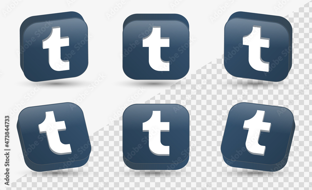 3d tumblr logo social media icon 3d frame - tumblr square button logo ...