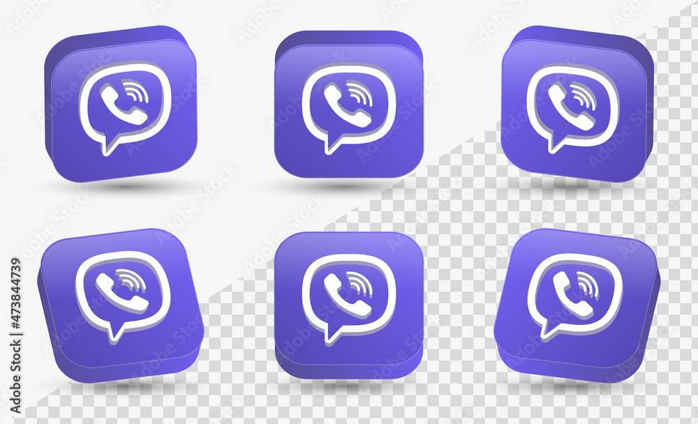 3d viber logo social media icon 3d frame - viber square button logo 3D ...
