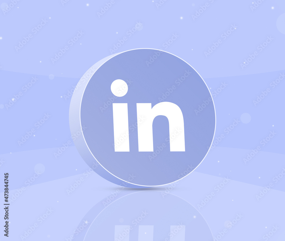 Round button with linkedin logo icon 3d Stock Photo | Adobe Stock