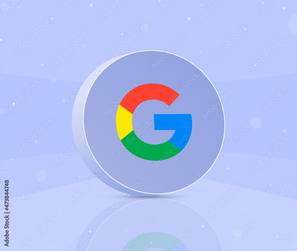 Round button with google logo icon 3d Stock Photo | Adobe Stock