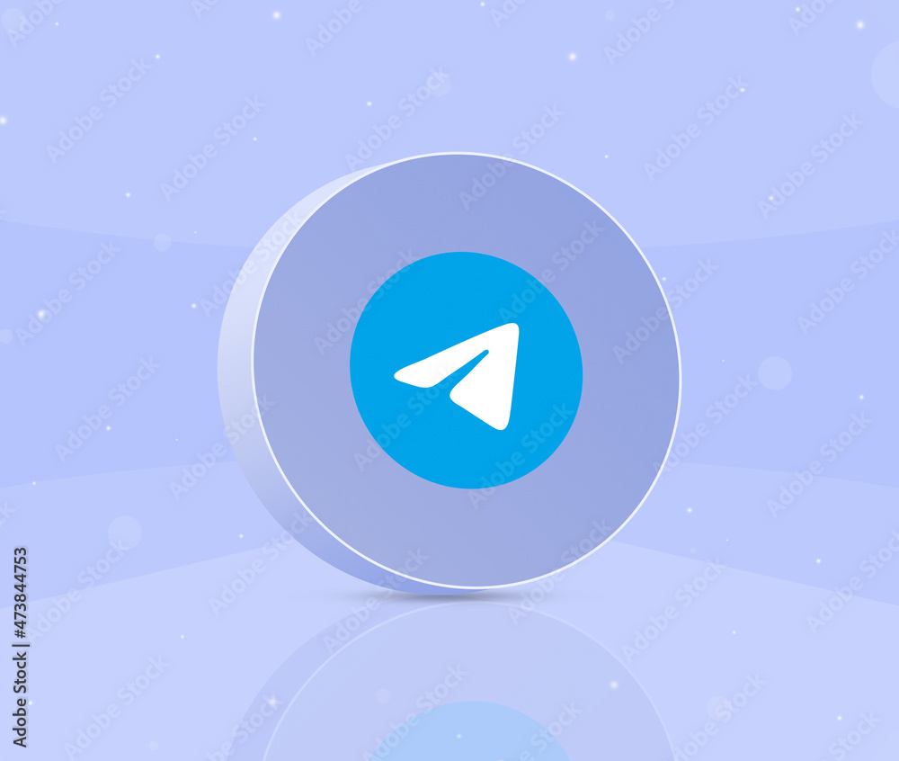 Round button with telegram logo icon 3d Stock Photo | Adobe Stock
