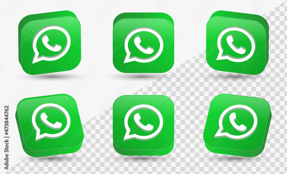 3d whatsapp logo social media icon 3d frame - whatsapp square button ...