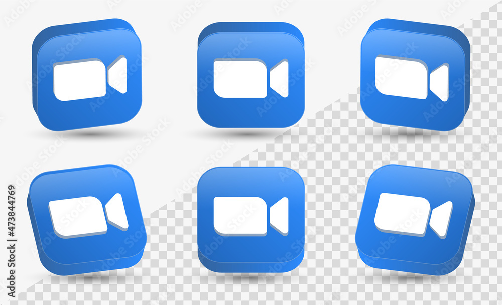 3d zoom meeting logo social media icon 3d frame - zoom meeting square ...