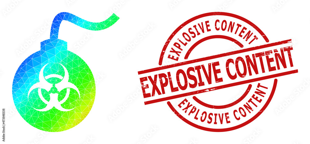 Explosive Content corroded stamp imitation and lowpoly rainbow colored ...