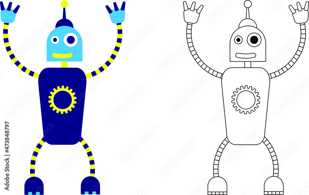 vector illustration coloring book robot Stock Vector | Adobe Stock