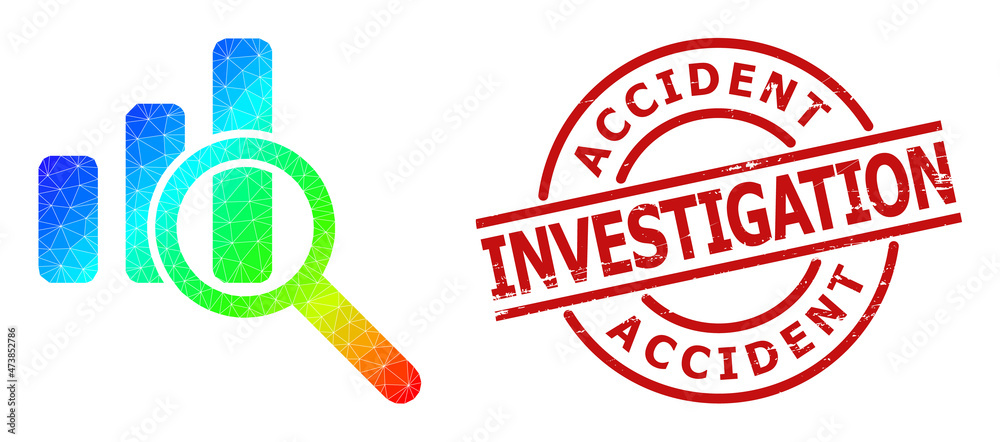 ACCIDENT INVESTIGATION corroded stamp print and low-poly spectral ...