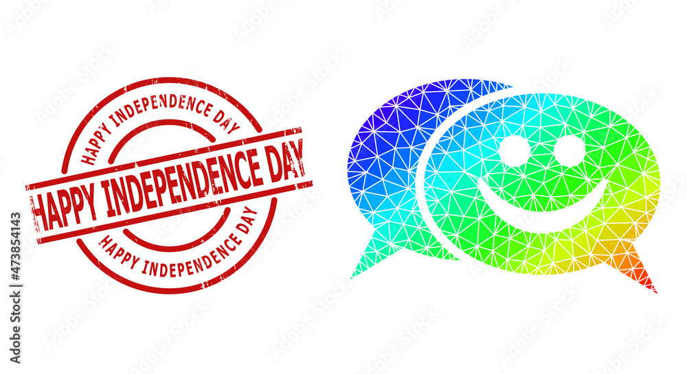 Happy Independence Day textured watermark, and lowpoly spectral colored ...