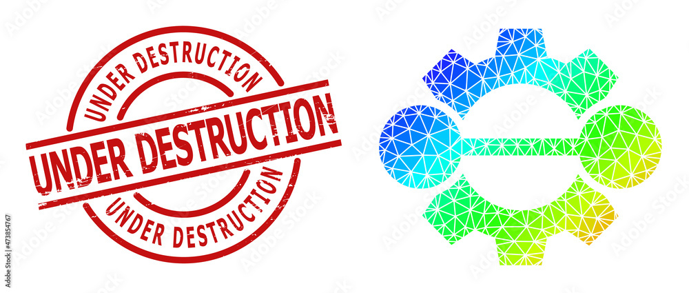 Under Destruction textured stamp print and low-poly spectral colored ...