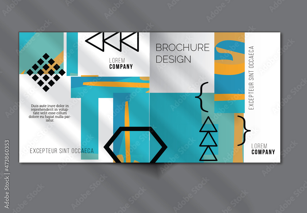 Brochure Cover Layout Set Geometric Shapes and Abstract Bright ...