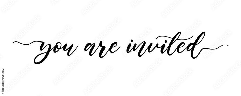 Vector handwritten brush lettering You are invited. Modern calligraphy ...