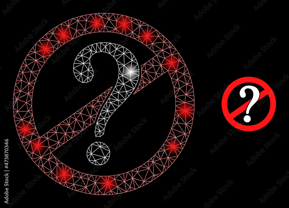 Bright net stop questions web icon with bright spots. Illuminated model ...