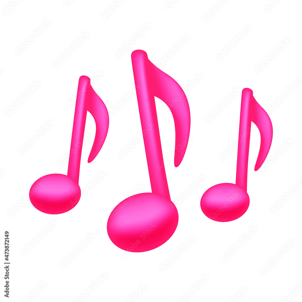 Pink Musical Notes Emoji Icon Illustration Sign. Music Singing Vector ...