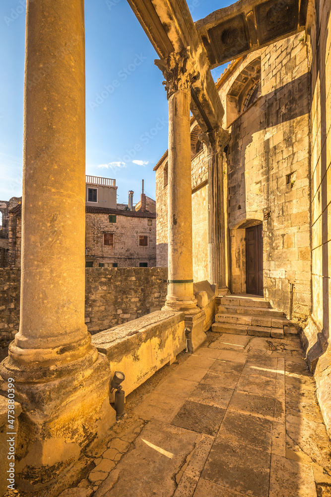 Architecture of buildings inside the Diocletian's Palace in historic ...