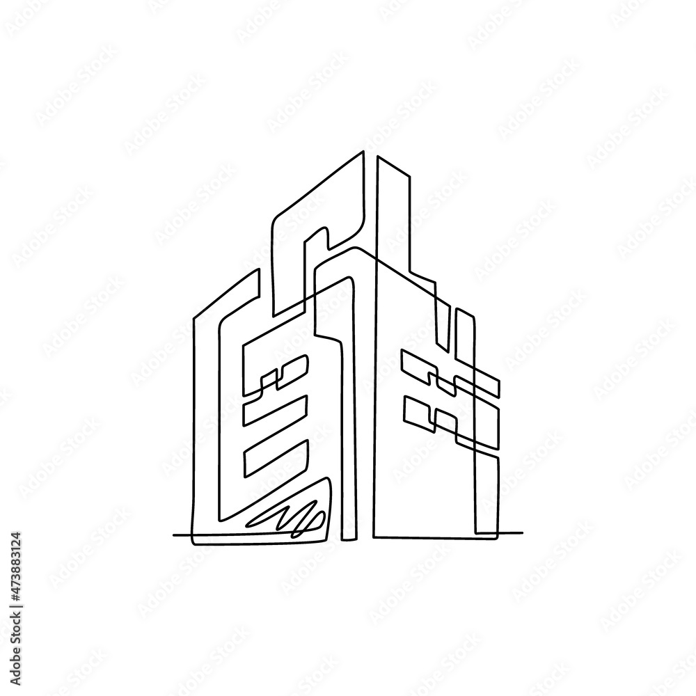 Single one line drawing city logo concept abstract for company and ...