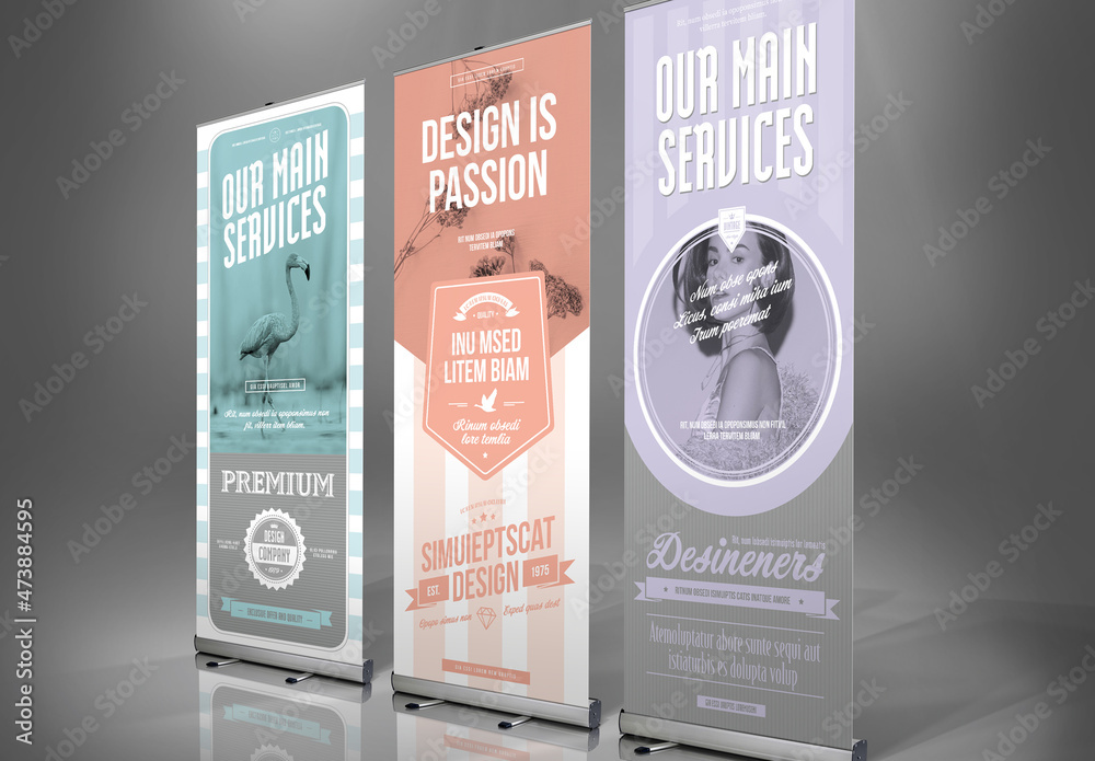 Rollup Banner Layout with 3 Options in Pale Colors Stock Template ...