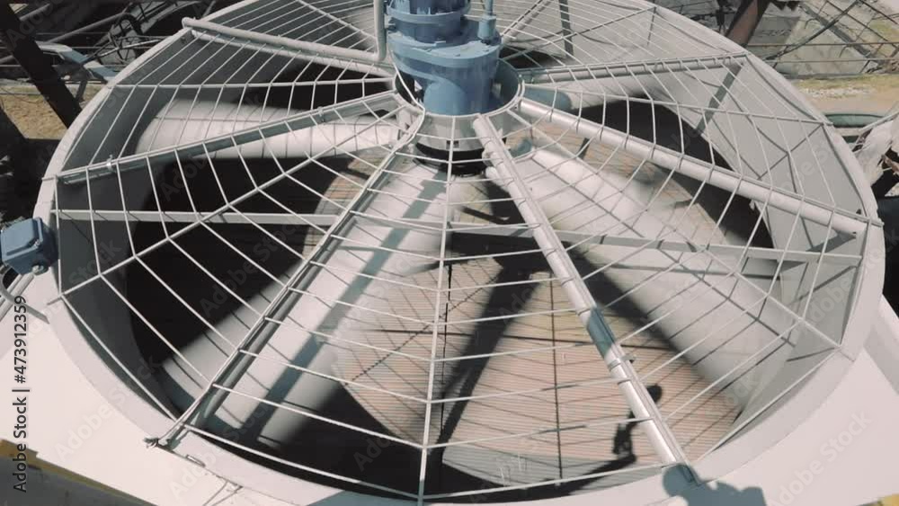 Cooling tower from a drone. Industrial cooling towers. Wet cooling ...
