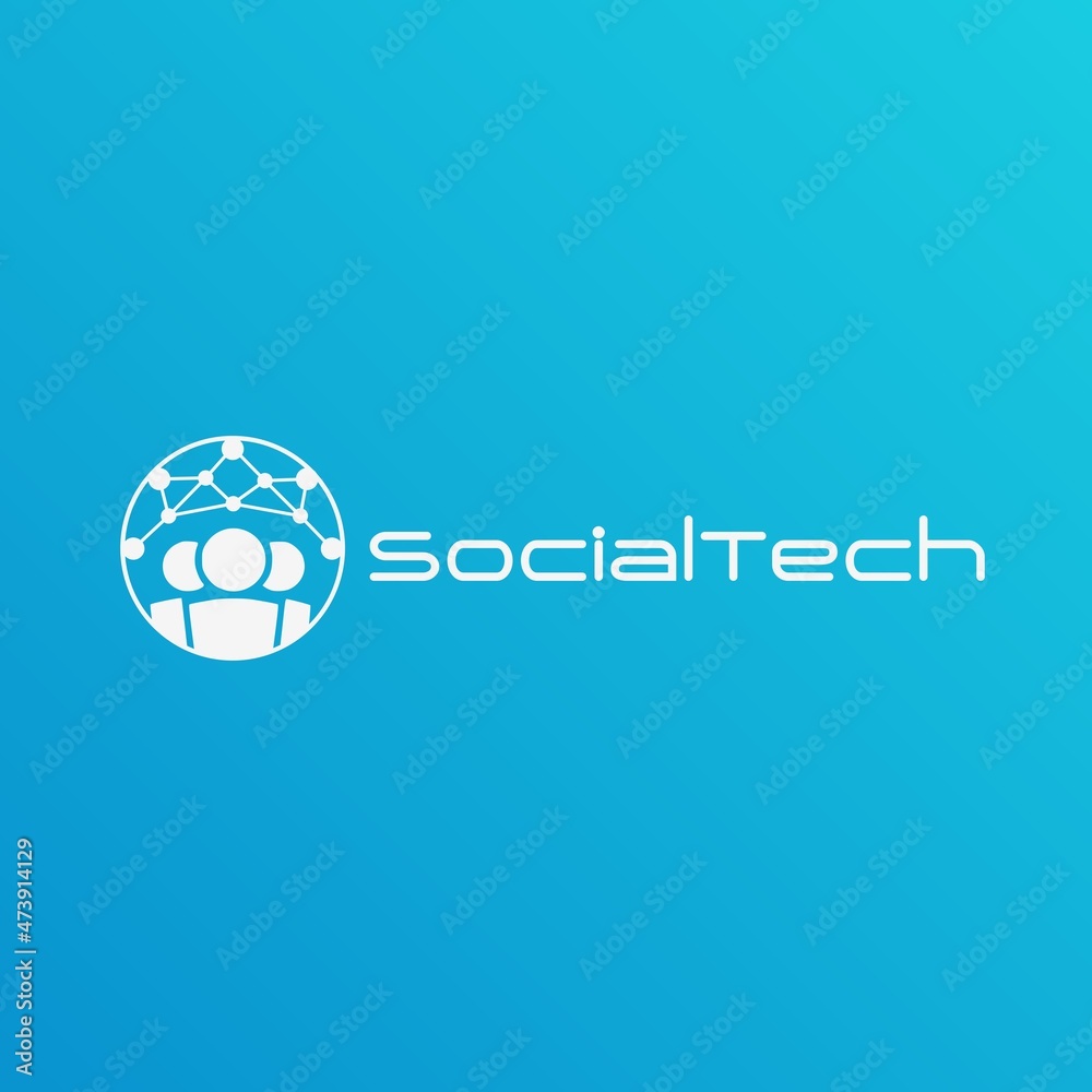 Social Tech logo. Network Technology with a group of people or ...